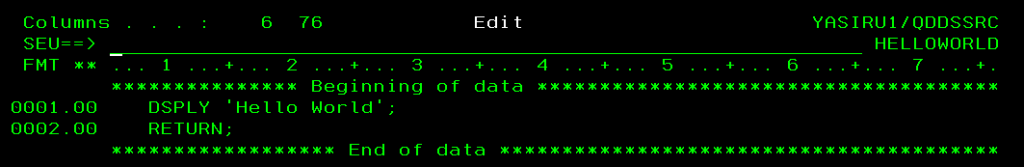 Rpgle Free Format Hello World As400 Iseries 